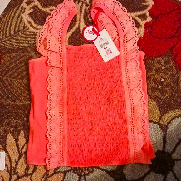 Justice | Shirts & Tops | Justice Girls Smocked Ruffled Garment Dye Top ...